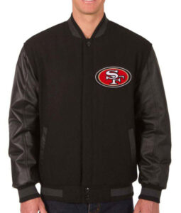 Reversible 49ers Varsity Jacket - Real Shearling Jacket