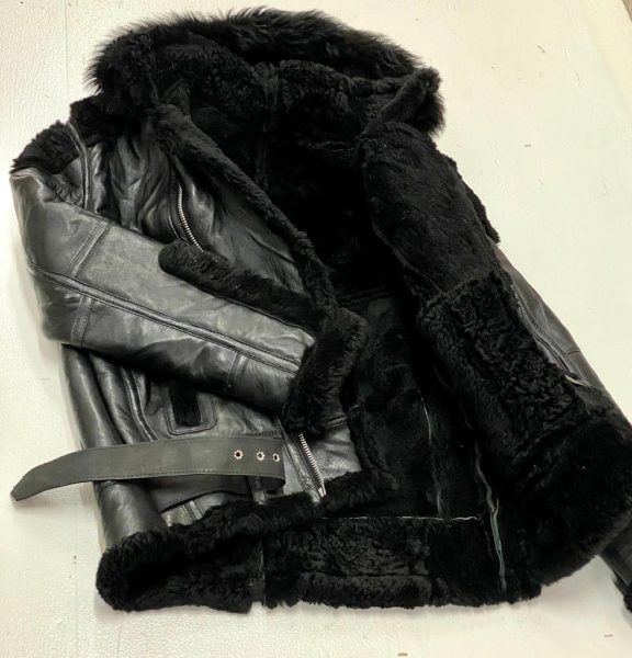 MENS B6 BOMBER REAL HEAVY DUTY SHEEPSKIN SHEARLING LEATHER REAL BLACK ...