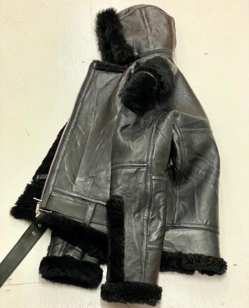 MENS B6 BOMBER REAL HEAVY DUTY SHEEPSKIN SHEARLING LEATHER REAL BLACK ...